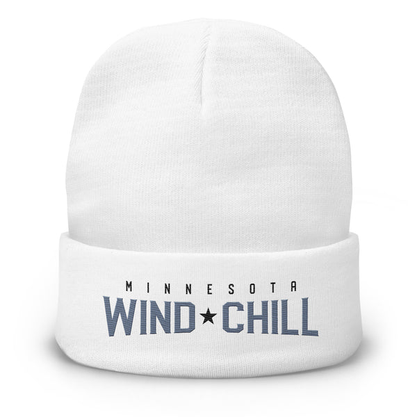 Wind Chill White Wordmark Embroidered Beanie - Minnesota Wind Chill